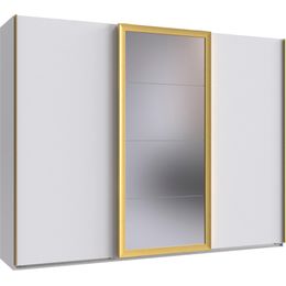 Schwebet&uuml;renschrank wimex "Katar, Kleiderschrank erh&auml;ltlich in den Breiten 225cm und 270cm", wei&szlig;, absetzung gold matt, B:270cm H:208cm T:65cm, Holzwerkstoff, Schr&auml;nke, Schwebet&uuml;renschrank, inkl. Spiegel, Akzente in Gold