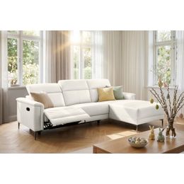 Ecksofa OTTO HOME "LUND, L-Form, 261cm, man. o. elektr. Relaxfunktion (mit USB-A)", beige (creme), B:261cm H:97cm T:179cm, Kunstleder 100% Polyurethan, Sofas, Ecksofa, und Kopfteilverstellung