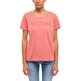 Kurzarmshirt Mustang "Damen Style Alma", Damen, Gr. L, rosa, Jersey, 100% Baumwolle, Rundhals, Shirts Kurzarmshirt