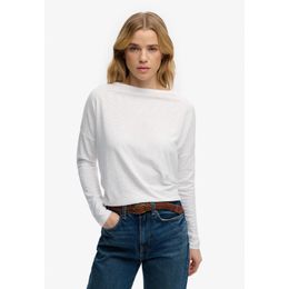 Langarmshirt Superdry "STUDIOS BOAT NECK SLUB LS TOP", Damen, Gr. M, optic, Single Jersey, Obermaterial: 60% Baumwolle, 40% Lyocell, unifarben, oversize normal, Rundhals, Shirts Langarmshirt, Baumwollmischung, oversize