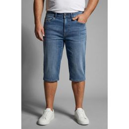 Jeansbermudas MAN'S WORLD PLUS, Herren, Gr. 52, N-Gr, medium blau used, Denim/Jeans, Obermaterial: 98% Baumwolle, 2% Elasthan, unifarben, regular fit kniefrei, Jeans Jeansbermudas, gerade geschnittenes Bein, normale Leibh&ouml;he, Regular-Fit