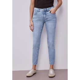 Slim-fit-Jeans Street One "Style York", Damen, Gr. 27, L&auml;nge 28, light blau random wash, Denim/Jeans, Obermaterial: 85% Baumwolle, 9% Polyester, 4% Elastomultiester, 2% Elasthan, unifarben, slim fit lang, Jeans Slim-fit-Jeans, im Five-Pocket Style