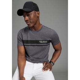 Rundhalsshirt DELMAO "Neue Kollektion", Herren, Gr. M (48/50), anthrazit melange, Single Jersey, Obermaterial: 90% Baumwolle, 10% Viskose, bedruckt, unifarben mit Farbeinsatz, normal, Rundhals, Shirts Rundhalsshirt, Kurzarm, mit Rundhalsausschnitt, normale Passform, Casual-Stil