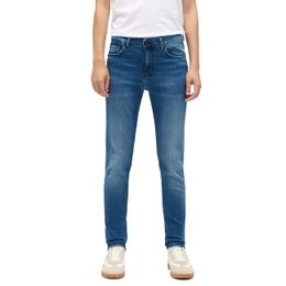 Skinny-fit-Jeans Mustang "Damen Style Shelby Skinny", Damen, Gr. 26, L&auml;nge 34, blau (502 mittelblau), Denim/Jeans, 95% Baumwolle, 3% Elastomultiester, 2% Elasthan, unifarben, skinny fit, Jeans Skinny-fit-Jeans