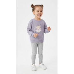 Sweatshirt name it "NMFVALONA LS LONG RLX SWEAT BRU", M&auml;dchen, Gr. 110, lavender gray print:ballerina bear, Sweatware, Obermaterial: 100% Baumwolle, bedruckt, relaxed fit normal, Rundhals, Rippb&uuml;ndchen, Sweatshirts Sweatshirt