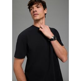 T-Shirt Bruno Banani, Herren, Gr. L (52/54), schwarz, Single Jersey, Obermaterial: 100% Baumwolle, unifarben, l&auml;ssig geschnitten, Rundhals, Shirts T-Shirt, Kurzarmshirt, l&auml;ssige Passform, unifarben, aus Single Jersey