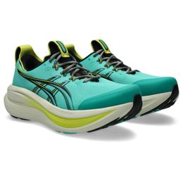 Laufschuh asics "GEL-NIMBUS 28 TR", Gr. 46, aurora gr&uuml;n, schwarz, Synthetik, Schuhe Laufschuh, sportlicher Stil, leicht profiliertes Laufsohlenprofil, Schn&uuml;rung