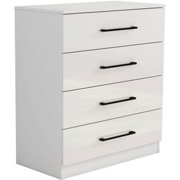 Schubkastenkommode OTTO HOME "Sylt Schlafzimmerschrank Garderobe Schrank hochglanz", wei&szlig;, B:76cm H:86cm T:40cm, Sideboards, Schubkastenkommode, Beistellschrank mit 4 Schubladen