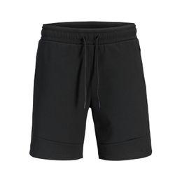 Jack & Jones PlusSize Sweatshorts "JPSTGORDON BASE SWEAT SHORTS SRT SN PLS", Damen, Gr. 42 (4XL), N-Gr, schwarz, Sweatware, Obermaterial: 75% Polyester, 21% Baumwolle, 4% Elasthan, JACK & JONES PLUSSIZE, unifarben, kniefrei, Hosen Sweatshorts, Materialmix mit Stretch, regular fit