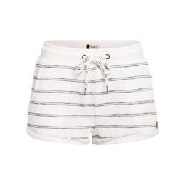 Sweatshorts Roxy "Perfect Wave", Damen, Gr. L, wei&szlig; (snow wei&szlig; horiz will stripes), Obermaterial:60% Walkfrottier, 40% Microfaser;, Hosen Sweatshorts