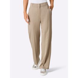 Palazzohose CREATION L PREMIUM, Damen, Gr. 36, Normalgr&ouml;&szlig;en, beige, 90% Lyocell, 10% Leinen, unifarben, Hosen Palazzohose