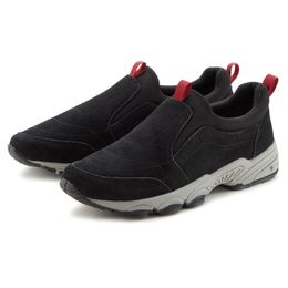 Sneaker John Devin "Lederschuh, Slipper, Halbschuhe, Freizeitschuhe, Ledersneaker", Herren, Gr. 46, schwarz, Obermaterial: 80% Rindsleder, 20% Textilmaterial. Decksohle: 100% Textilmaterial. Futter: 100% Textilmaterial. Laufsohle: 100% Synthetik, kontrastfarbene Details, unifarben mit Farbeinsatz, Basic, Schuhe Sneaker, Slip-On-Sneaker zum Reinschl&uuml;pfen aus Leder, Topseller