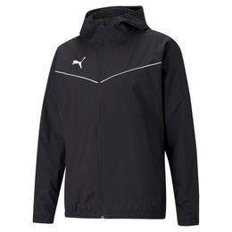 Allwetterjacke Puma "TEAMRISE ALL WEATHER JACKET", Damen, Gr. S, Puma schwarz, Puma wei&szlig;, Netz, Obermaterial: 100% Polyester, unifarben, regular fit normal, Jacken Allwetterjacke, f&uuml;r Fu&szlig;ballaktivit&auml;ten, mit Kapuze, Regular Fit