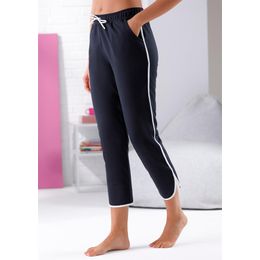 Jerseyhose, Damen, Gr. 44/46, Normalgr&ouml;&szlig;en, marine, wei&szlig;, 60% Baumwolle, 35% Polyester, 5% Elasthan, unifarben, Hosen Jerseyhose