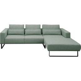 Ecksofa Musterring "JustB PM100", mint, B:292cm H:88cm T:185cm, 100% Polyester, Sofas, Ecksofa, Modernes Design mit schwarzen Metallkufen und 292 cm Breite - 6 Farben