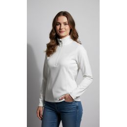 Fleecepullover Brunotti "Heronne Women Fleece", Damen, Gr. L, snow, Fleece, Obermaterial: 85% Polyester, 15% Elasthan, hoch geschlossener Ausschnitt, Sweatshirts Fleecepullover