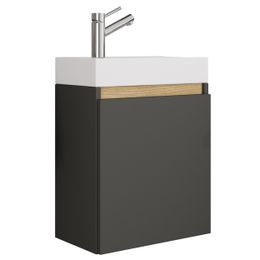Waschtisch Vcm "2 tlg. H&auml;ngeschrank G&auml;ste-WC Waschbecken Softclose Cosila", anthrazit, honig, eiche, B:41cm T:22cm, Waschtische, Waschtisch
