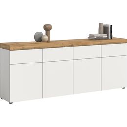 Sideboard OTTO HOME "MAMBO, TOPSELLER, Breite 200cm, 4 T&uuml;ren, 4 Schubk&auml;sten, push-2-open", platin wei&szlig;, wotan eiche nachbildung, B:200cm H:80cm T:37cm, FSC-zertifizierter Holzwerkstoff, Sideboards, Sideboard, Kommode, Anrichte, Wohnzimmer, Schlafzimmer