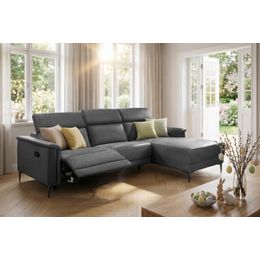 Ecksofa OTTO HOME "LUND, L-Form, 261cm, man. o. elektr. Relaxfunktion (mit USB-A)", grau (anthrazit), B:261cm H:97cm T:179cm, Webstoff 100% Polyester, Sofas, Ecksofa, und Kopfteilverstellung