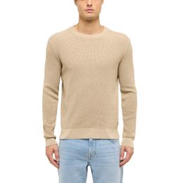 Cardigan Mustang "Herren Style Edward", Herren, Gr. L, beige, Strick, 100% Baumwolle, regular fit, Rundhals, Strickjacken Cardigan