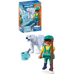 Konstruktions-Spielset Playmobil "Zoo: Eisb&auml;r und Pfleger (72090), Animals & Friends", bunt, Spielbausteine, Kinder, Kunststoff, Konstruktions-Spielset, Made in Europe