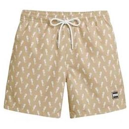 Badeshorts Urban Classics "Urban Classics Herren Pattern Swim Shorts", Herren, Gr. XXL, US-Gr&ouml;&szlig;en, beigeseahorse, 100% Polyester, Badehosen Badeshorts