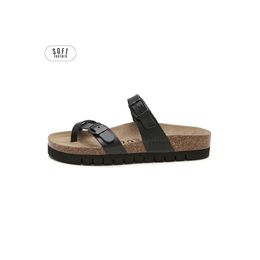 teegu Leder-Zehentrenner in Schwarz - 57% | Gr&ouml;&szlig;e 42 | Damen-sandalen