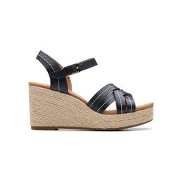 Clarks Leder-Keilsandaletten "Sabina Strap" in Schwarz - 54% | Gr&ouml;&szlig;e 38 | Damen-sandalen