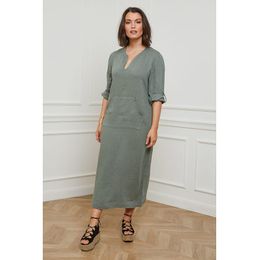 Curvy Lady Leinen-Kleid in Khaki - 66% | Gr&ouml;&szlig;e 40/42 | Damen-kleider