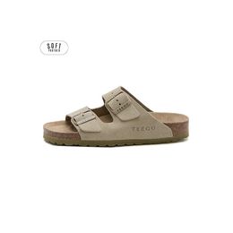 teegu Leder-Pantoletten in Khaki - 58% | Gr&ouml;&szlig;e 36 | Damen-pantoletten
