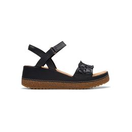 Clarks Leder-Keilsandaletten "Kassanda Bar" in Schwarz - 59% | Gr&ouml;&szlig;e 37,5 | Damen-sandalen