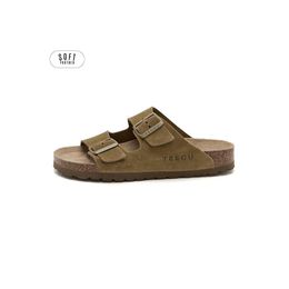 teegu Leder-Pantoletten in Khaki - 52% | Gr&ouml;&szlig;e 39 | Damen-pantoletten