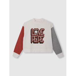 Pepe Jeans Sweatshirt "Essie" in Creme/ Rot/ Grau - 68% | Gr&ouml;&szlig;e 128 | Kinder-sweatshirts-jacken