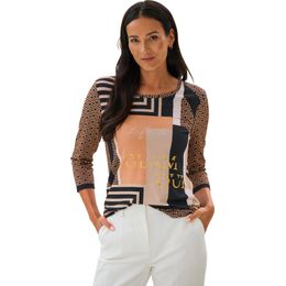 Heine Damen 3/4-Arm-Shirt in Patch-Optik camel-schwarz-bedruckt Gr&ouml;&szlig;e 46