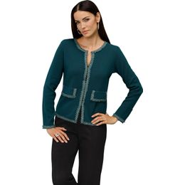 CR&Eacute;ATION L Damen Strickjacke mit Woll-Anteil petrol Gr&ouml;&szlig;e 36