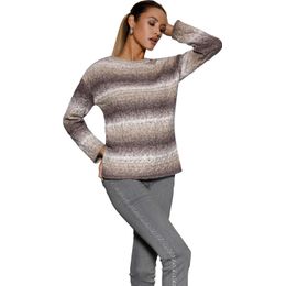 CR&Eacute;ATION L Damen Langarm-Pullover mit Farbverlauf dunkeltaupe-ecru-meliert Gr&ouml;&szlig;e 38