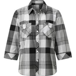 Damen Karobluse mit aufgesetzten Brusttaschen schwarz-wei&szlig;-kariert, Gr&ouml;&szlig;e 50