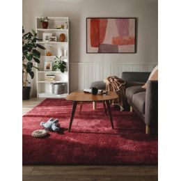 benuta Nest Waschbarer Hochflor Shaggyteppich Melvin Rot 120x170 cm - Hochflor Teppich f&uuml;r Wohnzimmer