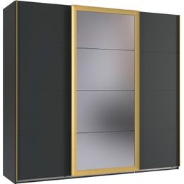 Schwebet&uuml;renschrank wimex "Katar, Kleiderschrank erh&auml;ltlich in den Breiten 225cm und 270cm", grafit, absetzung gold matt, B:225cm H:208cm T:65cm, Holzwerkstoff, Schr&auml;nke, Schwebet&uuml;renschrank, inkl. Spiegel, Akzente in Gold