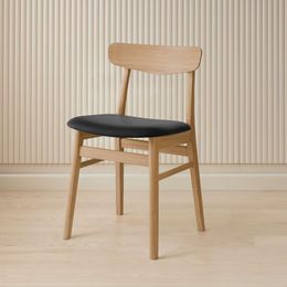 Esszimmerstuhl HAMMEL FURNITURE "Mosb&oslash;l, Stuhl, Massivholz mit gepolstertem Sitz &ndash; robust & komfortabel", , eiche ge&ouml;lt, eiche ge&ouml;lt, schwarz, B:48cm H:79cm T:46cm, Leder, Massivholz, St&uuml;hle, Esszimmerstuhl, Massivholz, gepolsterte Sitzfl&auml;che, versch. Farbvarianten