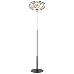 Globo LIGHTING Stehlampe "GREYS", schwarz matt, 1, &Oslash; 40cm H: 162cm, 1 Stk., Leuchten, Stehleuchte Schwarz/Gold, Metallgeflecht, Fu&szlig;tritt, E27, Stehlampe