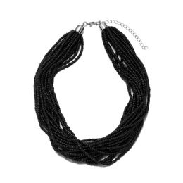 Collier "Schmuck Geschenk Kupfer Halsschmuck Halskette Glasperlen", silberfarben, schwarz, ANISTON JEWELRY & WATCHES, Halsketten, Damen, Kupfer Nylon, L: 51 B: 40mm, Kupfer, Nylon, Collier, Made in Germany - mit Glasstein, B:40mm