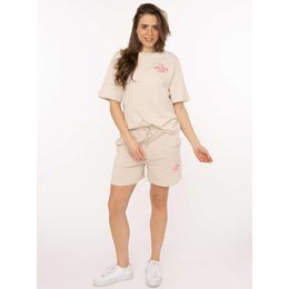 Sweathose Zwillingsherz "Feel Good Club", Damen, Gr. L/XL, N-Gr, beige, Sweatware, Obermaterial: 60% Baumwolle, 40% Polyester, bestickt, unifarben, Hosen Sweathose, leichtes Sweatmaterial, Stickerei, Eingriffstaschen