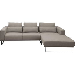 Ecksofa Musterring "JustB PM100", taupe, B:292cm H:88cm T:185cm, 100% Polyester, Sofas, Ecksofa, Modernes Design mit schwarzen Metallkufen und 292 cm Breite - 6 Farben