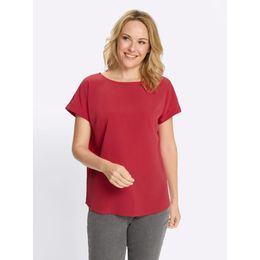 Schlupfbluse Classic Basics, Damen, Gr. 46, erdbeere, 100% Polyester, unifarben, Rundhals, Blusen Schlupfbluse