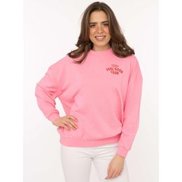 Sweatshirt Zwillingsherz "Feel Good Club", Damen, Gr. L/XL, pink, Sweatware, Obermaterial: 60% Baumwolle, 40% Polyester, unifarben, h&uuml;ftbedeckend, Rundhals, Sweatshirts Sweatshirt, Rundhals, kleine Stickerei vorne