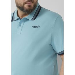Poloshirt, Herren, Gr. 3XL, petrol, Jersey, Obermaterial: 95% Baumwolle, 5% Elasthan, s.Oliver MEN BIG SIZES, unifarben, regular fit normal, ohne Ausschnitt, kontrastfarben, Shirts, mit Logo Print