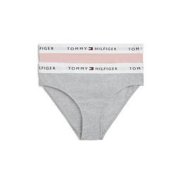 Bikinislip "2 PK BIKINI mit elastischem Bund im 2er-Pack", M&auml;dchen, Gr. 128/134, 2 Stk., foggy pink, lt grau htr, Jersey, Obermaterial: 95% Baumwolle, 5% Elasthan, Tommy Hilfiger Underwear, k&ouml;rpernah, Unterhosen, unifarben, casual, k&ouml;rpernah, Baumwollmix