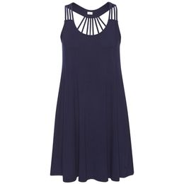 Strandkleid s.Oliver, Damen, Gr. 34, N-Gr, marine, Jersey, Obermaterial: 95% Viskose, 5% Elasthan, unifarben, figurumspielend Po-bedeckend, Rundhals, Kleider Strandkleid, mit besonderem Tr&auml;gerdesign, Minikleid, Sommerkleid