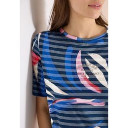 T-Shirt Cecil, Damen, Gr. S (38), universal blau, Jersey, Obermaterial: 65% Polyester, 35% Viskose, bedruckt, regular fit normal, U-Boot-Ausschnitt, Shirts T-Shirt, mit All-Over Print